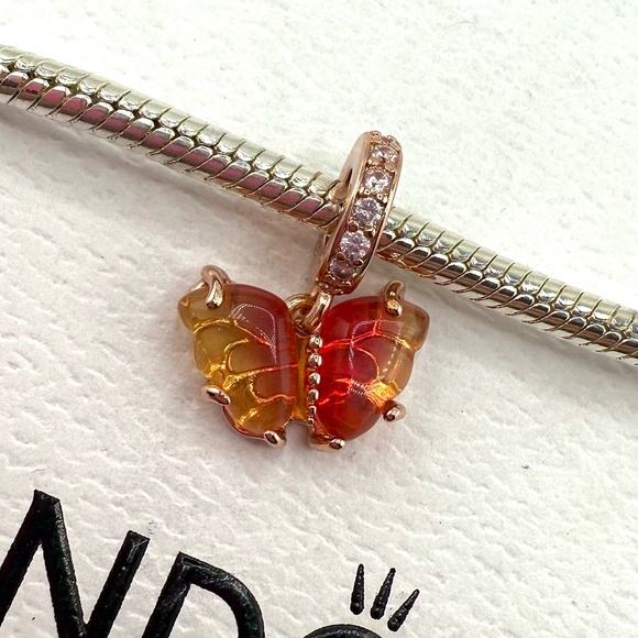 Pandora | Jewelry | Pandora Pink Yellow Murano Glass Butterfly Dangle ...